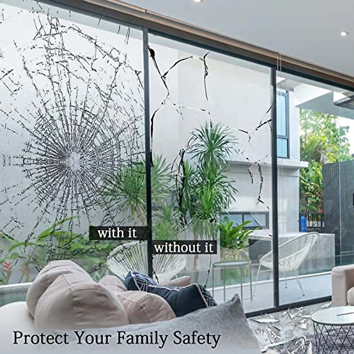 Window Security Film 23.6in X 19.7ft, Shackcom Tempered Glass Window Film Adhesive Anti-Shatter for Home, Office and Car (Clear)