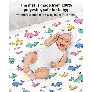 Splat Mat for Under High Chair 43.3″, Waterproof Easy Cleaning Anti Slip Spill Mat for Art/Crafts/Playtime on Floor or Table, Eating Mess Mat for Floor Protector