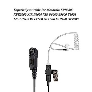 Retevis Surveillance Walkie Talkie Earpiece with Mic, Compatible with Motorola XPR3300e XPR3300 XPR3500e XPR3500 XIR P6600 DP2400 DP2600 E8600 Walkie Talkies, Acoustic Tube 2 Way Radio Headset(1 Pack)