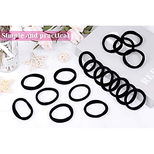 Anezus 50 Pcs Thick Black Hair Ties Large Elastics Bulk Hair Ties Stretch Hair Bands Ponytail Holders for Thick Heavy and Curly Hair