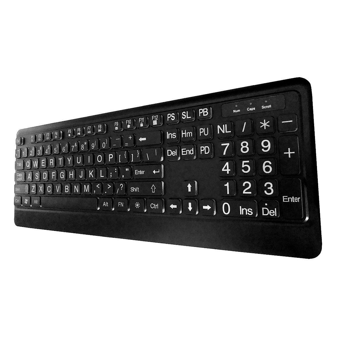 TRONWIRE LED White Backlit Illuminated Large Oversized Print Letter Wired USB 104 Keys Standard Full Size Keyboard for Desktop PC Computer