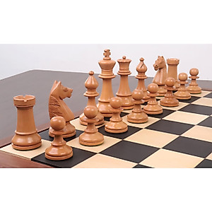 French Grandmaster's Staunton Chess Pieces Only Set- Antiqued Boxwood- 4.1" King