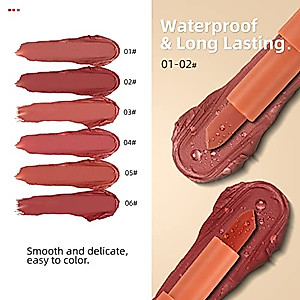 LAMUSELAND Matte Lipstick, 2Pc/Set Waterproof Long Lasting Moisturizing Lip Stain Earphone Dual-color Lip Gloss Primer, Non-stick Cup Lip Make Up Gift Kit for Girls (Red)