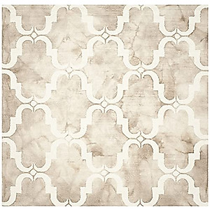 SAFAVIEH Dip Dye Collection 7' Square Beige/Ivory DDY536G Handmade Moroccan Watercolor Premium Wool Area Rug