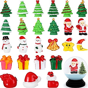 Blulu 25 Pieces Mini Christmas Santa Claus Figure Miniature Christmas Figurines Bulk Christmas Ornaments Xmas Mini Snowmen Santa Claus for Snow Globe Crafts DIY Snowy Dollhouse Decoration