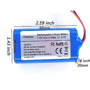 Fraternize 7.4V 2600mAh rechargeable battery lithium li ion batteries with XH2.54-2P Connector for Electronics, Lighting, Equipment 7.4v battery pack