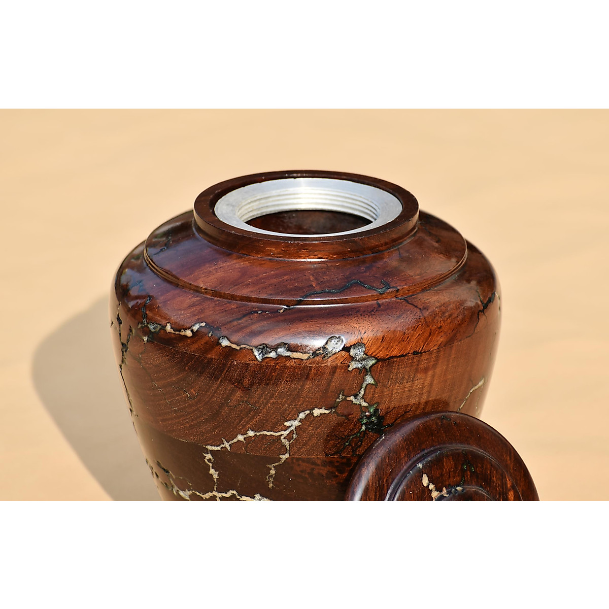 Rosewood Resin Mix Decorative urn Funeral Urn Pet Loss urn Memorial urn Wooden urn Box Lichtenberg Figure Resin urn for Ashes Cremation urn Urn for Human Ashes (Large up to 200 lb)