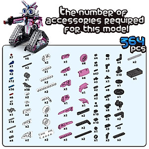 Amy&Benton Girls Remote Control Robot Building Kit Stem Pink Robot Kit with APP for 7 8 9 10 11 12 Year Old Girls Birthday Gifts