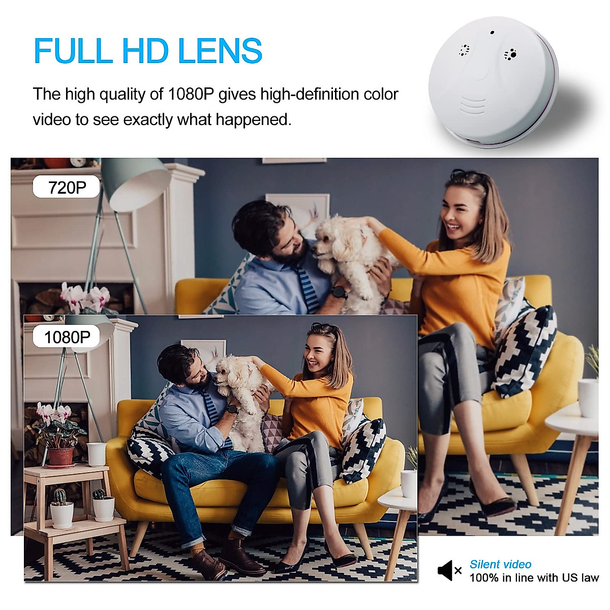 Mini Detector Camera, Full HD 1080P Wireless Security Nanny Detector Camera with Motion Detection/Remote View for Home and Office, No Audio