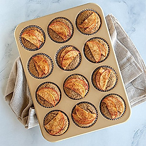 Nordic Ware Naturals Aluminum NonStick Muffin Pan, Twelve 2.75 Inch Cups