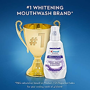 Crest 3D White Brilliance Whitening Mouthwash, Alcohol Free, Clean Mint, 1L (33.7 fl oz), Pack of 6