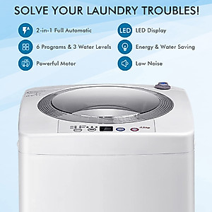 ARLIME 1.2 Cu.ft Portable Washing Machine Full-Automatic,8 lbs Capacity Laundry Machine W/Drain Pump, Ideal Compact Single Tub Clothes Washer & Spinner for RV, Dorm, Apartment Living