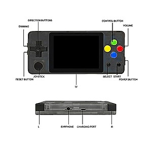 Wireless Retro Game Console Handheld Game Console 2.7 inch IPS Retro Games Consoles Classic Emulator Hand-held Gaming Console Linux Video Games System-Black Transparent