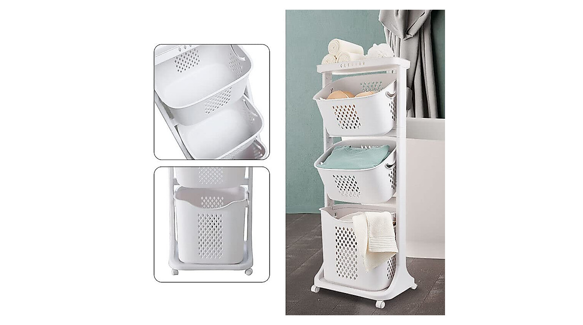 3 Layer Laundry Hamper | Durable Rolling Cart for Easy Laundry