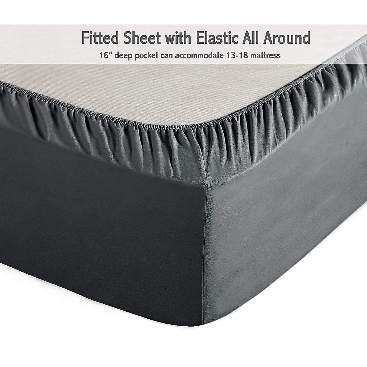 Marquess Microfiber Flannel Sheet Set-Ultra Soft & Comfortable 4 Pieces Sheet, Breathable & Luxury Warm Bedding Collection, Fade Resistant & Easy Care((CHARCOAL, FULL)