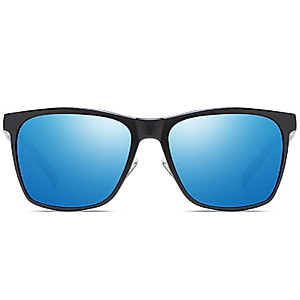 DUCO Mens Sunglasses Polarized UV Protection Retro Rectangular Frame Sun Glasses for Driving Fishing 100% UV Blocking Shades Blue 3029H