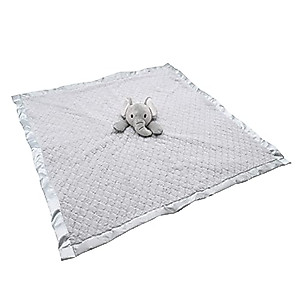 EVERYDAY KIDS Large Lovey Baby Security Blanket for Boys and Girls Sweet Elephant Stuffed Animal on 30” Gender Neutral Gray Snuggle Baby Blanket; Fluffy Fleece with Attached Plush Toy to Cuddle