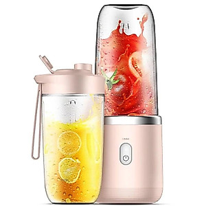 Compact Travel Kitchen Electric Blender: Mini Mixer, Juicer Machine & Smoothie Maker with Portable Blender Cup Bottle for Fresh Fruit Juice (Pink)