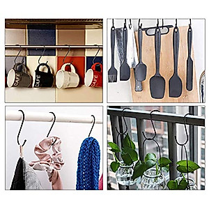 Ami.Todfo S Hooks Heavy Duty, 20-Pack Black S Shaped Hooks 4Inch for Hanging Plants, Pan, Pots, Cloths, Pots, Pans, Plants, Bags, Cups, Clothes，Premium S Hanger Hooks with Metal Balls