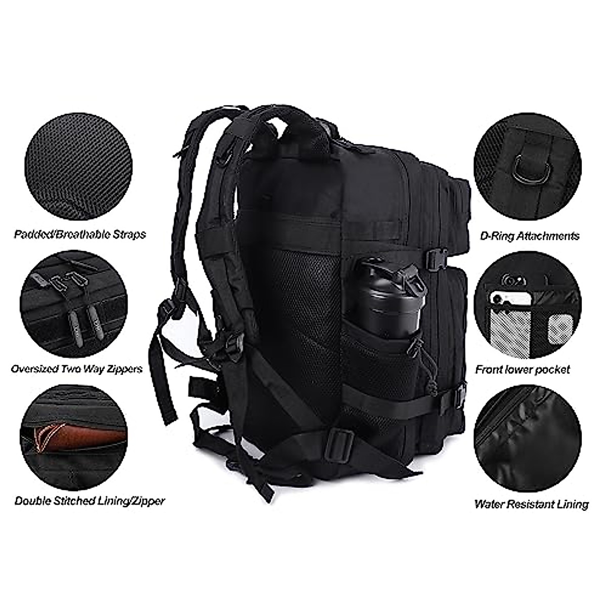 LHI Cooler Insulated Backpack 45L Portable Soft Cooler Bag with Cup Holders for Men and Women to Beach Camping Picnic Travel Hiking - Black