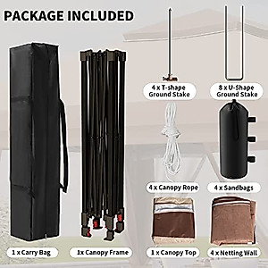 UDPATIO Pop Up Gazebo 11'x11' Patio Gazebo Tent Instant, Outdoor Gazebo with Mosquito Netting, Metal Frame Outdoor Canopies for Shade and Rain for Lawn, Garden, Backyard and Deck, Beige