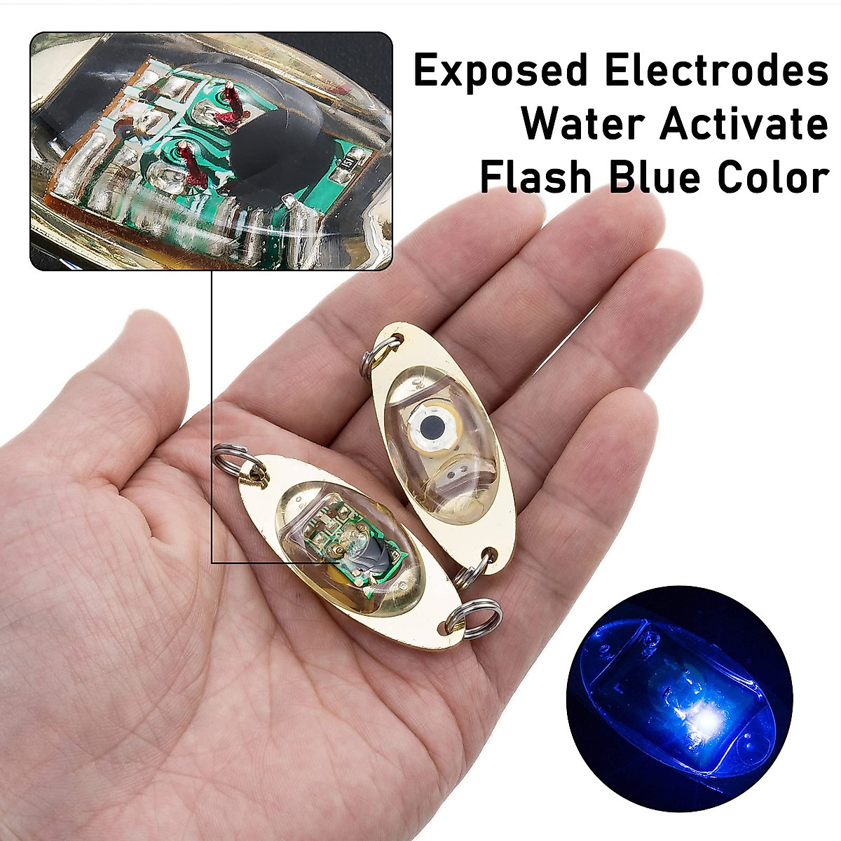 Dr.Fish LED Fishing Lures Kit Deep Drop Fishing Lights LED Fishing Spoons Underwater Flasher Diamond Lights Trolling Lures Halibut Rig Blue