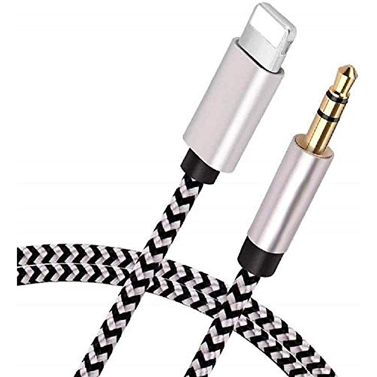 [Apple MFi Certified] Car AUX Cord for iPhone, [3.3FT/1.0M] Lightning to 3.5mm Nylon Braided Stereo Audio Cable Compatible with iPhone 12/11/XS/XR/X 8 7, iPad to Speaker/Home Stereo/Headphone (Sliver)