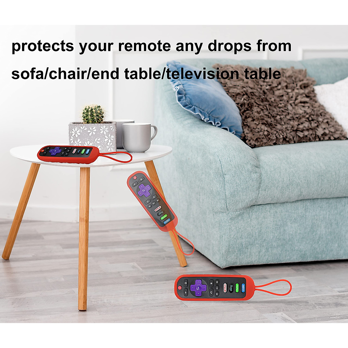 TOKERSE 2 Pack Glow Remote Case Compatible with TCL Roku Smart TV RC280 RC282 Remote Control - Replacement Silicone Case Cover Sleeve Glow in The Dark with Lanyard for TCL Roku TV Remote - Blue Green