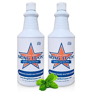 Bring It On Cleaner Hard Water Stain Remover, Shower Door Cleaner, Clean Tile and Grout, Windows, Fiberglass, Tubs, Chrome,32 Ounce. - 2 Pack