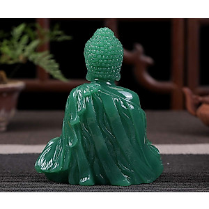Seyee-bro Meditative Seated Buddha Statue - Gold Thai Sitting Buddha Figurine - Manmade Jade Praying Buddha Sculpture for Home Outdoor Decoration
