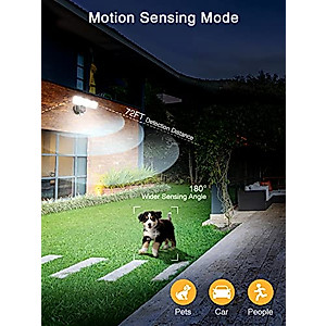 SOLLA 5000LM Dusk to Dawn Motion Sensor Security Light, 5000K Motion Security Light Outdoor, Hardwired, IP65 Waterproof, 3 Head Motion Detector Floodlight for Yard, Patio, Porch