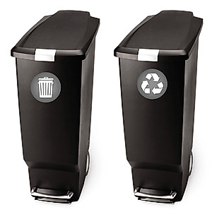 Recycle and Trash Logo Stickers 4 Pack - 4in Circle - for Metal or Plastic Garbage cans, and Bins - Indoor & Outdoor - Laminated and UV Protected Premium Decal (Grey, Small)