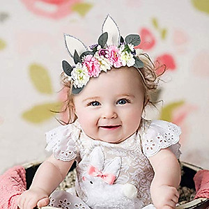 synia Wreath Ear Beach Accessories Bunny Head Grils Flower Kids Baby Toddler Baby Care Bow Girl
