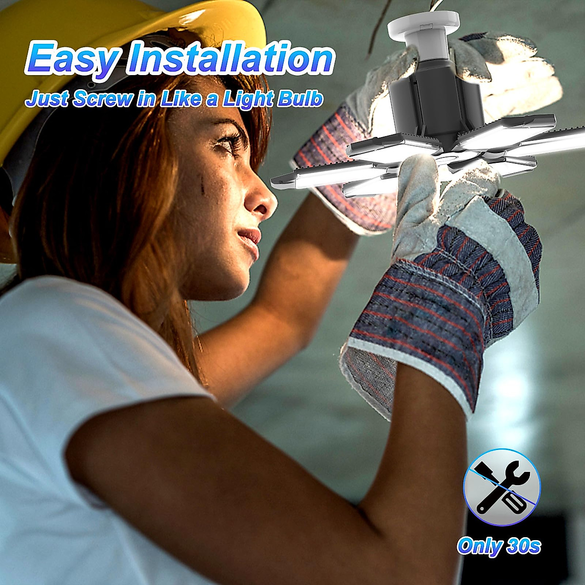 Led Garage Lights 6 Pack Garage Lights 200W Garage Light Led Shop Light Deformable Led Garage Lights Ceiling Led Lights for Garage Lights Led Shop Lights E26 E27 Garage Lights for Basement Attic