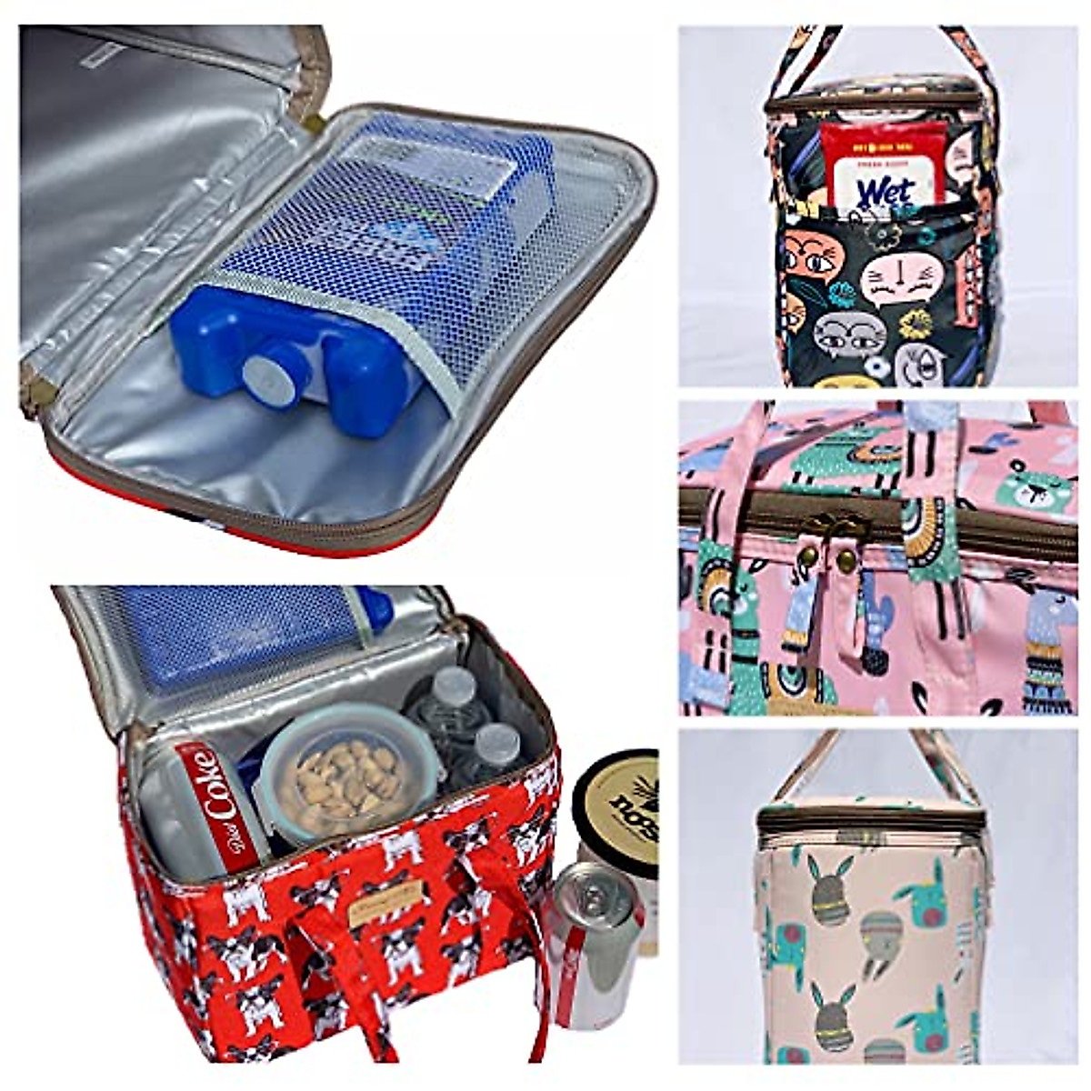 Kwang Min Llama Insulated Lunch Bag, Reusable Cooler/Organizer for Office,School,Picnic,Party,Beach.Durable fabric w/Water &Scratch Resistance,Light, EZ to Clean,Ideal Gift for BTS/Normal(Navy)