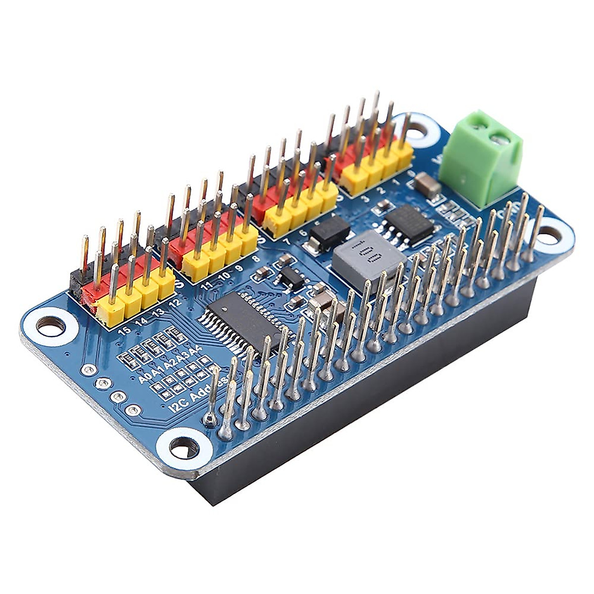 Raspberry Pi Expansion Board,Jadpes Steering Actuator Driver Board 16-Channel 2-Bit Resolution Raspberry Pi PWM Servo Motor IIC Interface Module for Robot