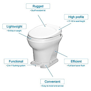 Aqua-Magic V RV Toilet Pedal Flush / High Profile / White - Thetford 31671