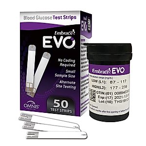 Embrace EVO Blood Glucose Test Strips 50ct Vial