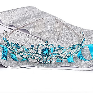 Araluky Blue Birthday Sash and Tiara for Women Glitter Birthday Queen Sash and Tiara for Women with Comb Birthday Queen Sash & Rhinestone Tiara Set Happy Birthday Crowns for Women Girls Birthday Decorations Hair Accessories Party Cake Topper