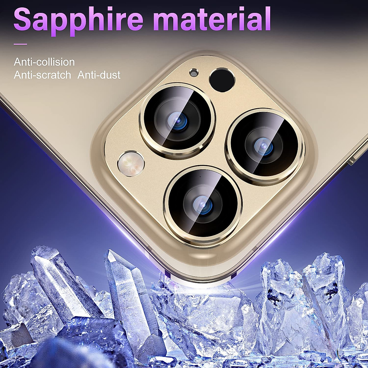 Uyiton for iPhone 14 Pro/iPhone 14 Pro Max Camera Lens Protector, [Drop Protection] 9H Tempered Glass Camera Cover screen Metal Ring Case Friendly Scratch Resistant Easy to Install Gold