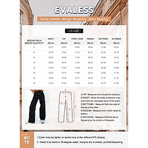 EVALESS Cargo Pants for Women 2024 Trendy High Waist Straight Leg Baggy Cargo Jeans Women's Casual Wide Leg Pants with 6 Pockets Blue Size 10