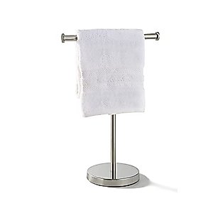 SunnyPoint Elite Heavy Weight Countertop Hand Towel Rack and Accessories Jewelry Stand; 16.5" Height (Satin Nickel, Stainless Steel Base)