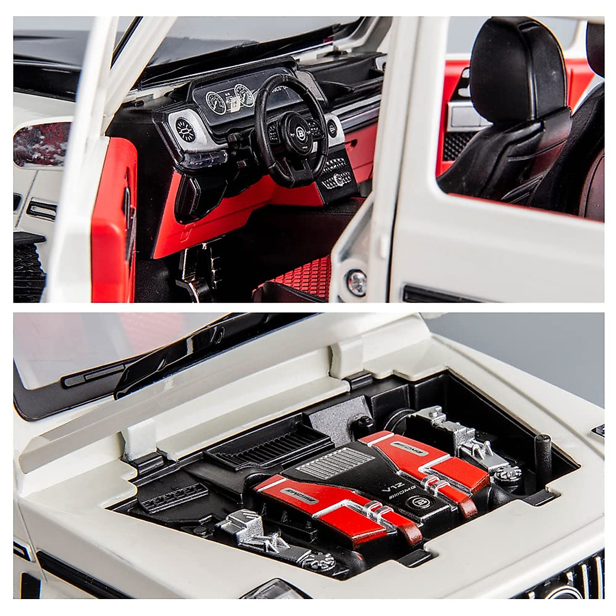 WAKAKAC 1/18 Scale Benz Model Car for Adults Collectible,Pull Back Vehicles with Music and Light,Hood Can Be Opened Cars(White)