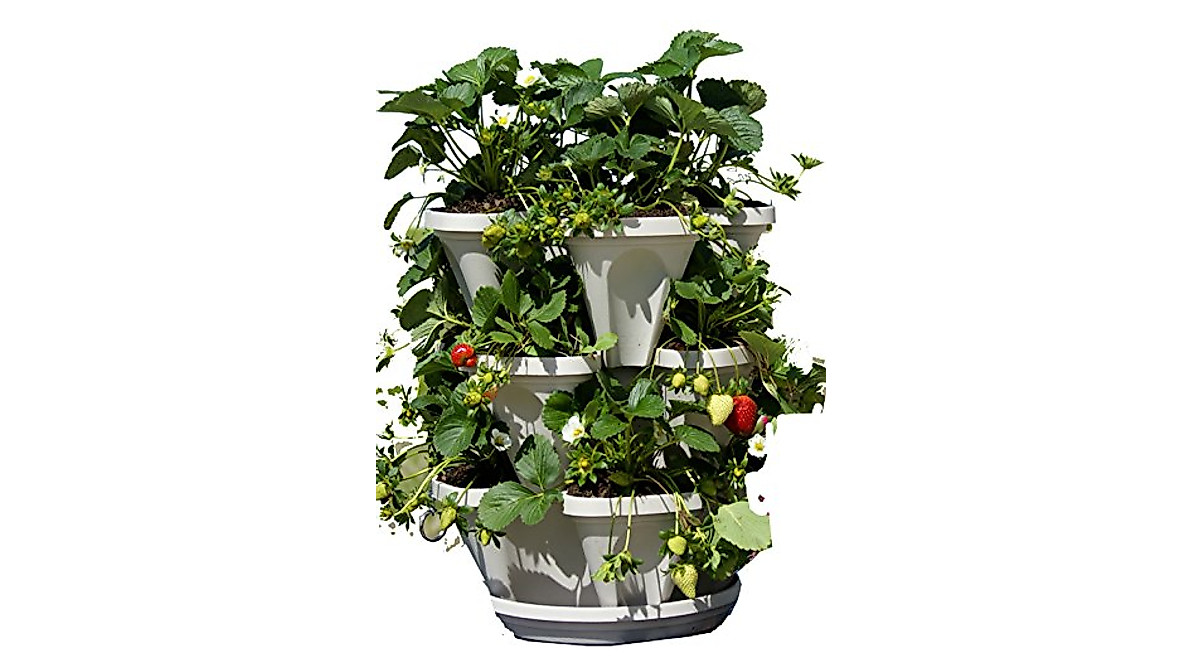 3 Tier Stackable Herb Garden Planter Set with Bottom Saucer - Stone ...