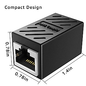 DEFACE RJ45 Coupler Cable Coupler Cat8 Cat7 Cat6 Cat5e Female to Female Ethernet Adapter 10pcs per Pack Black