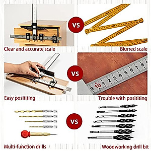 Cabinet Hardware Jig, Solike Aluminum Alloy Cabinet Handle Jig Tool for Fast and Accurate Installation of Door Handles and Drawer Front Knobs, Pulls(With Automatic Center Punch and 4 Drill Bits)