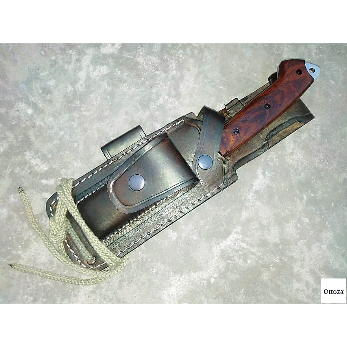 Ottoza Handmade Leather Knife Sheath SIDE DRAW Knife Sheath - Bushcraft Knife Sheath - Hunting Knife Sheath - Survival Knife Sheath - Vertical Knife Sheath Dark Brown TOP GRAIN LEATHER No:207