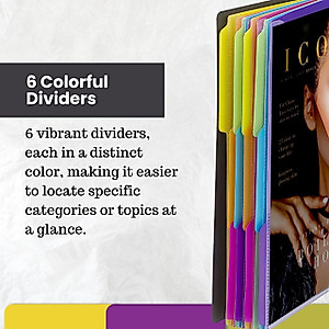 PERFORMORE 12 Pocket Spiral Subject Organizer with 6 Dividers, Folder Organizer Binder with Front Cover Pocket and Customizable Cover, Erasable Write On Tabs for Documents Files Projects