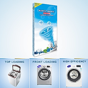 DOKIKO Washing Machine Cleaner tablets 18 Pack- Deep Clean Tablets for HE Front Loader & Top Load Washer, Eco-Friendly Septic Safe Deodorizer to Clean Inside Drum & Tub Seal.