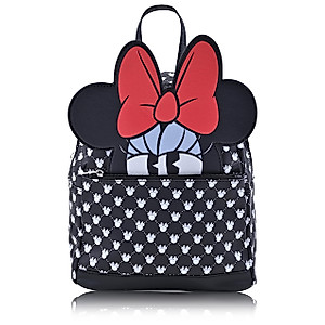 Disney Minnie Mouse Backpack for Women and Teens | Mini Womens Purse Double Strap Book Bag (Red-Black)